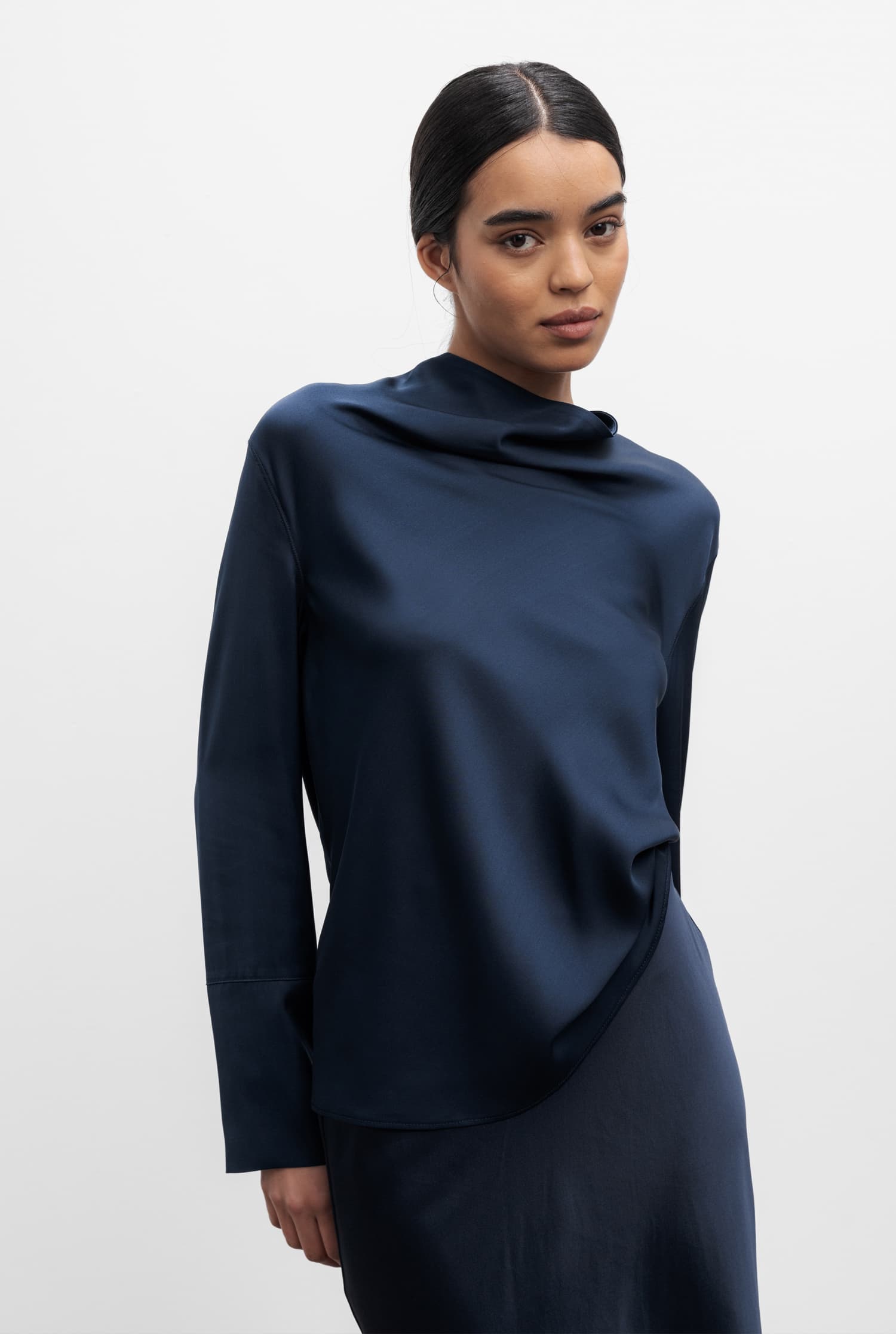 Ayumi silk blouse midnight blue